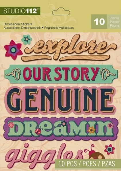 Word Dimensional Scrapbooking Stickers with glitter
