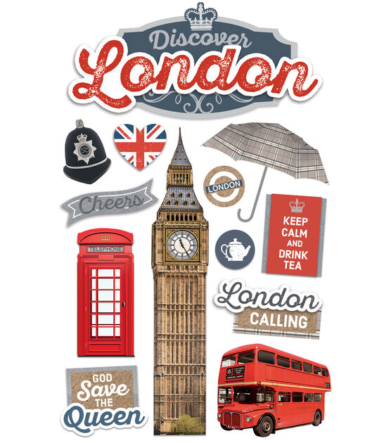 London England 12x12 Scrapbooking Paper, Stickers, Embellishments