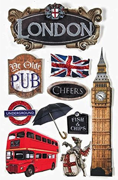 London England 12x12 Scrapbooking Paper, Stickers, Embellishments